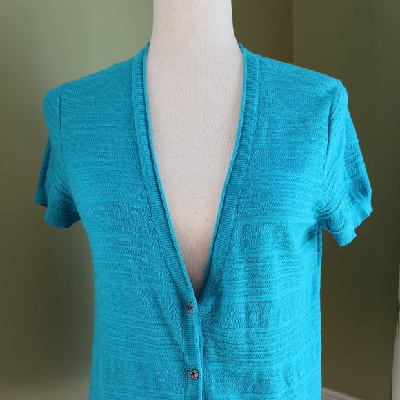 LOFT | Sweaters | Loft Blue Short Sleeve Cardigan | Poshmark